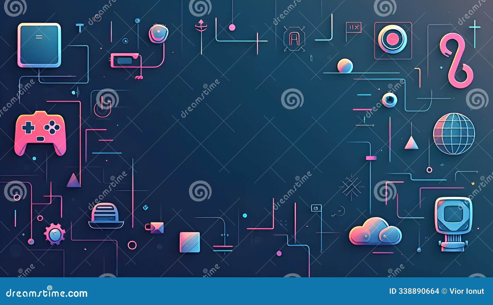 Random Tech Items Abstract Background on White Stock Illustration ...