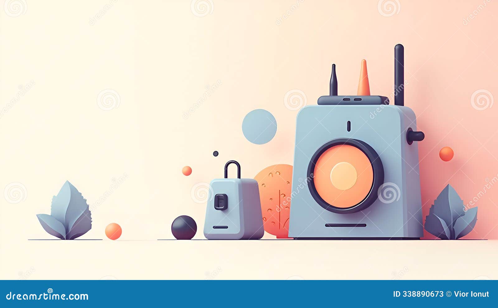 Random Tech Items Abstract Background on White Stock Illustration ...