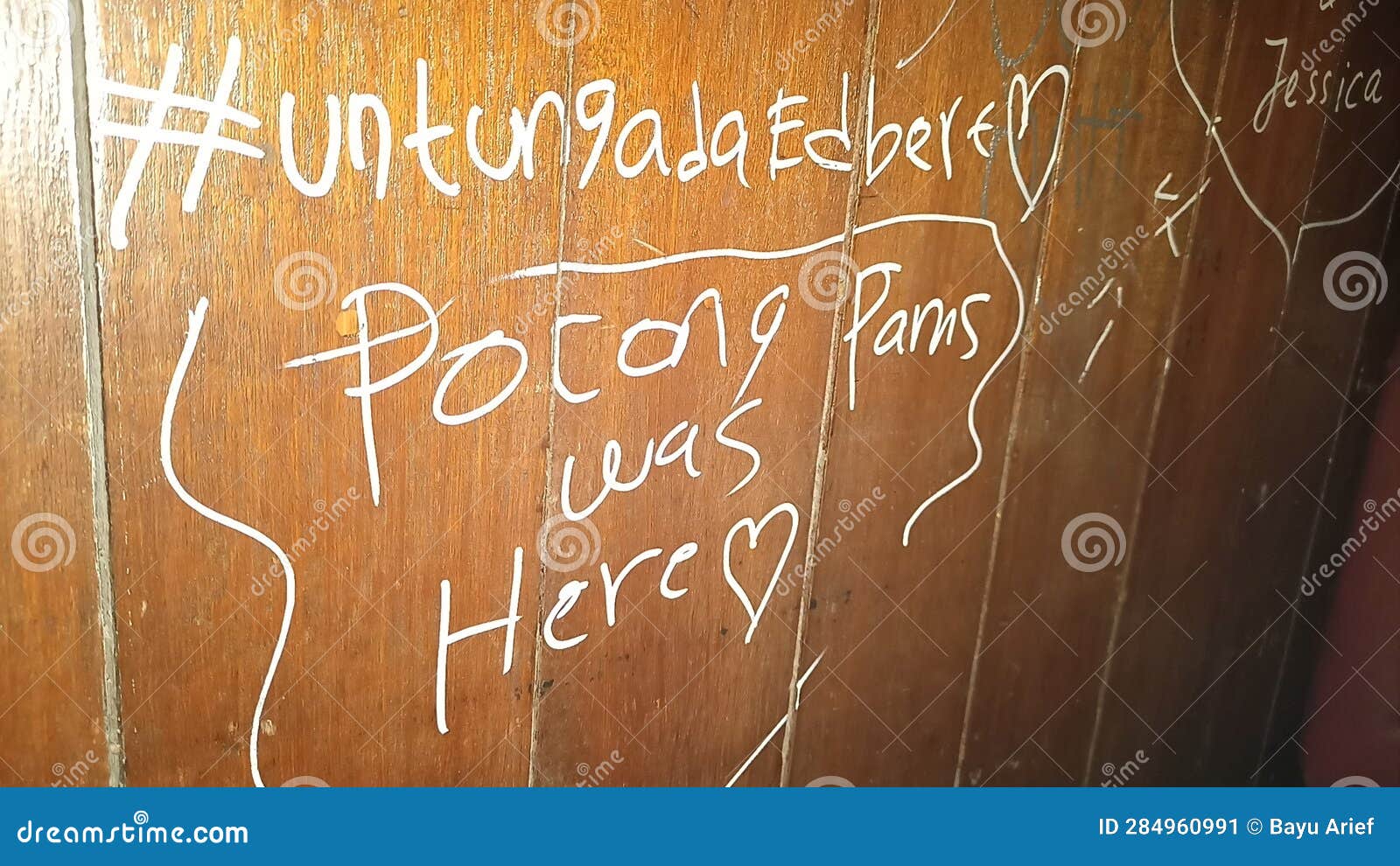Random Vandalism Writing on a Wooden Wall Stock Image - Image of design ...