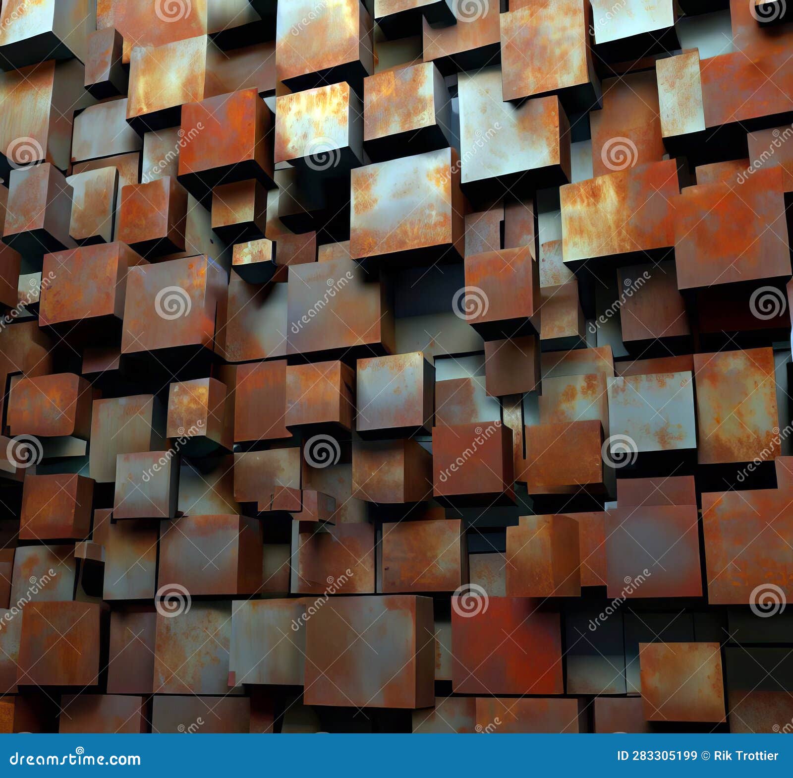 Random wall of rusty boxes stock illustration. Illustration of wall ...