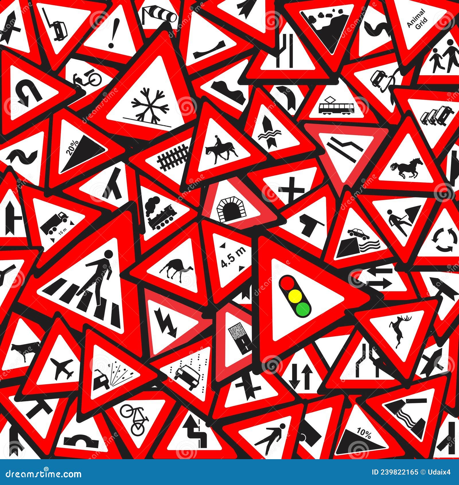 Random Warning Triangle Traffic Signs Background Cartoon Vector ...