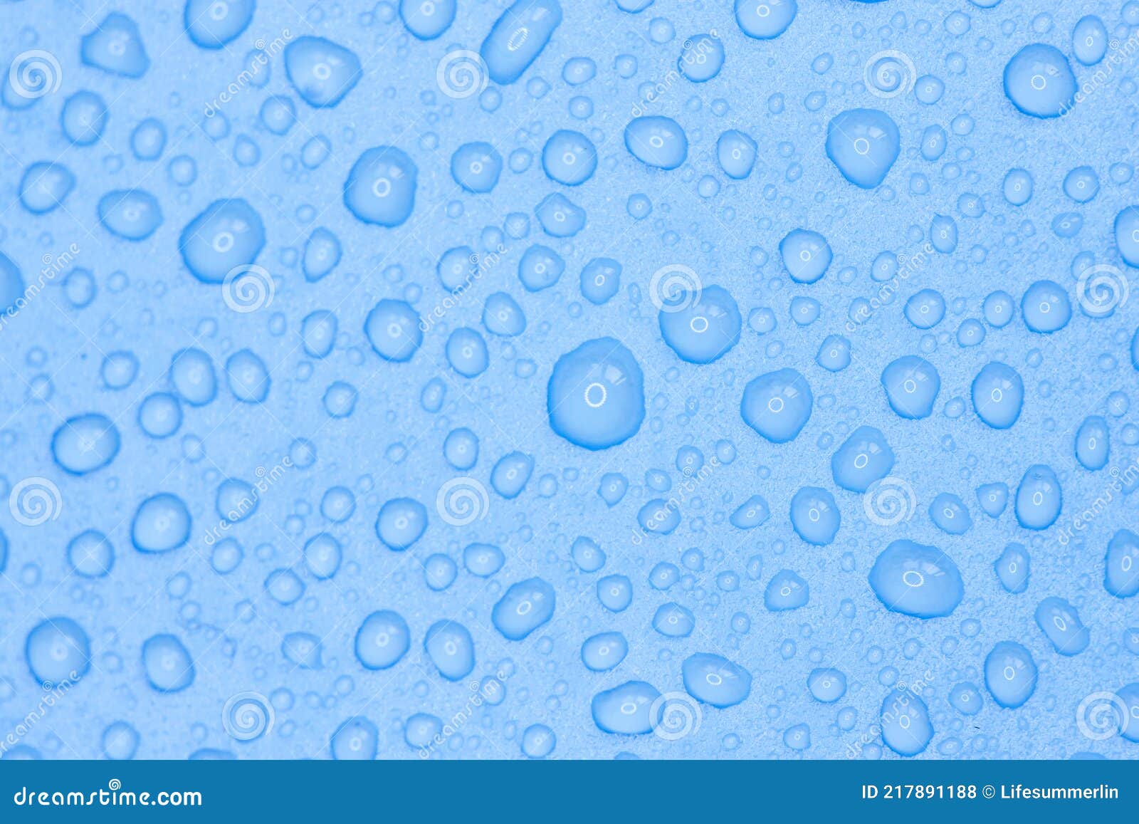 Random Water Drops on the Blue PVC Surface Stock Photo - Image of ...