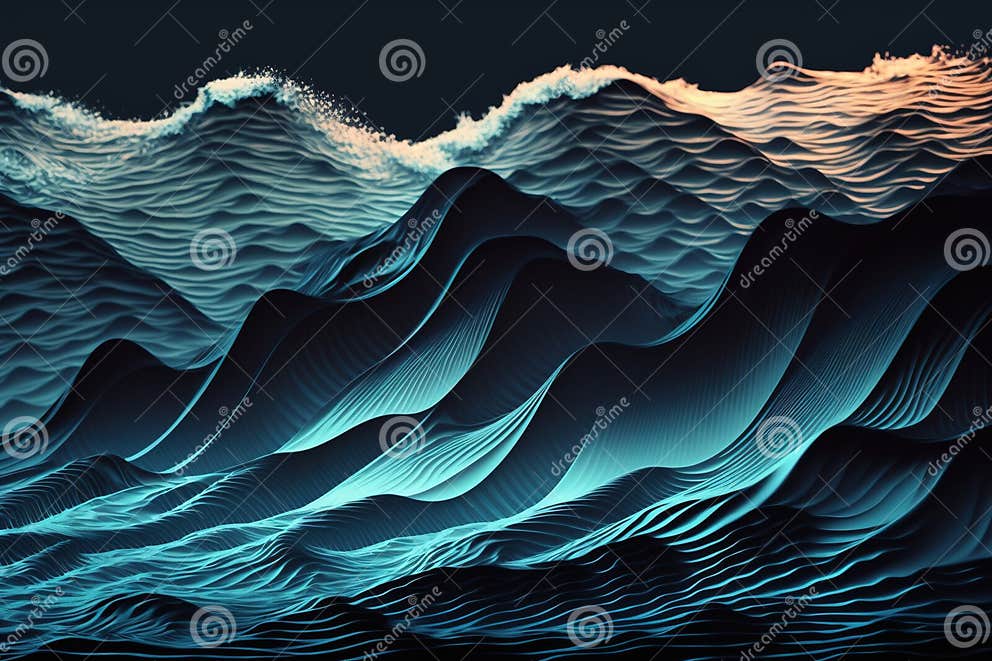 Random Wave of Gradient. Generative AI Stock Illustration ...