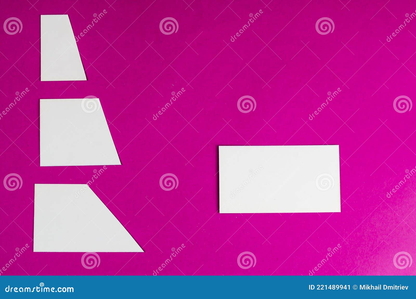 Random White Geometric Shapes on Pink. Trapezoids, Rectangle Stock ...