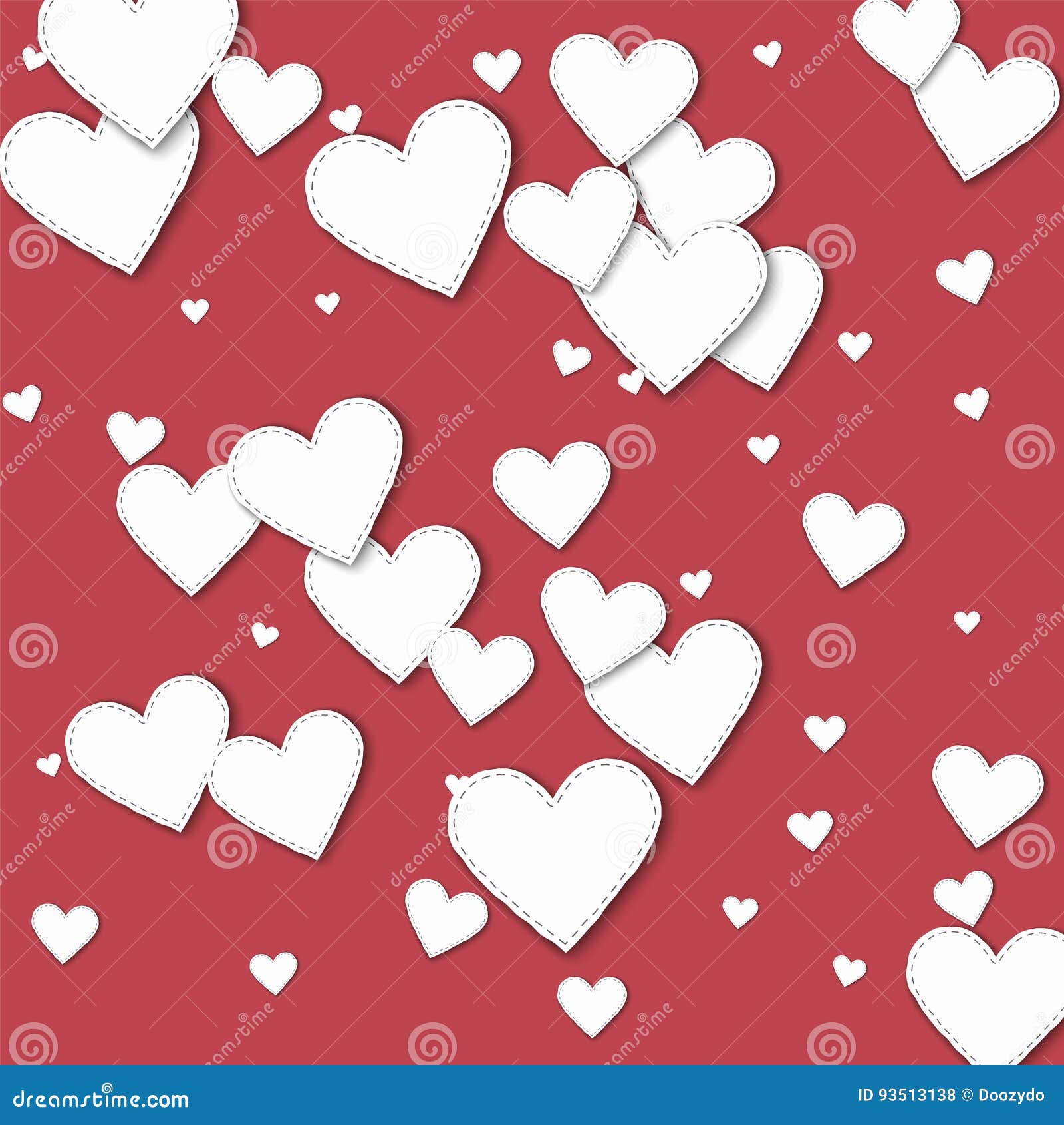 Random white paper hearts. stock vector. Illustration of beautiful ...