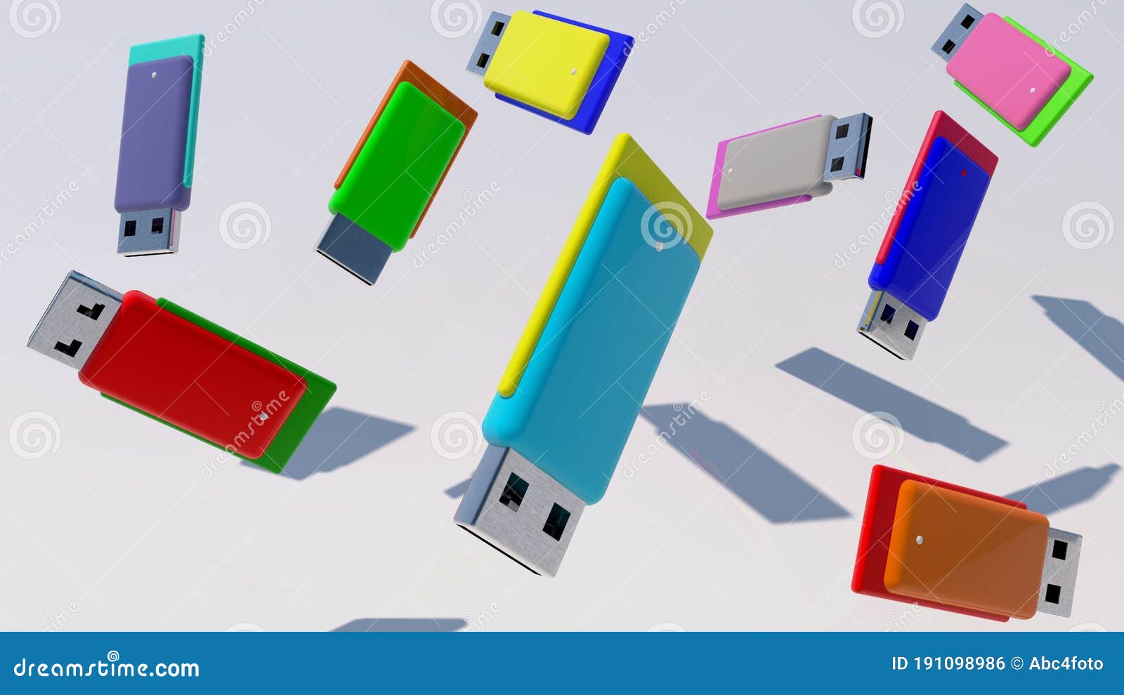 Randomly Colorful USB Flash Drives Stock Illustration - Illustration of ...