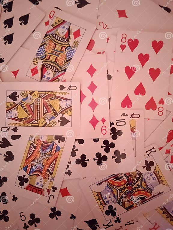 Randomly Organized Playing Cards Stock Image - Image of comics, collage ...