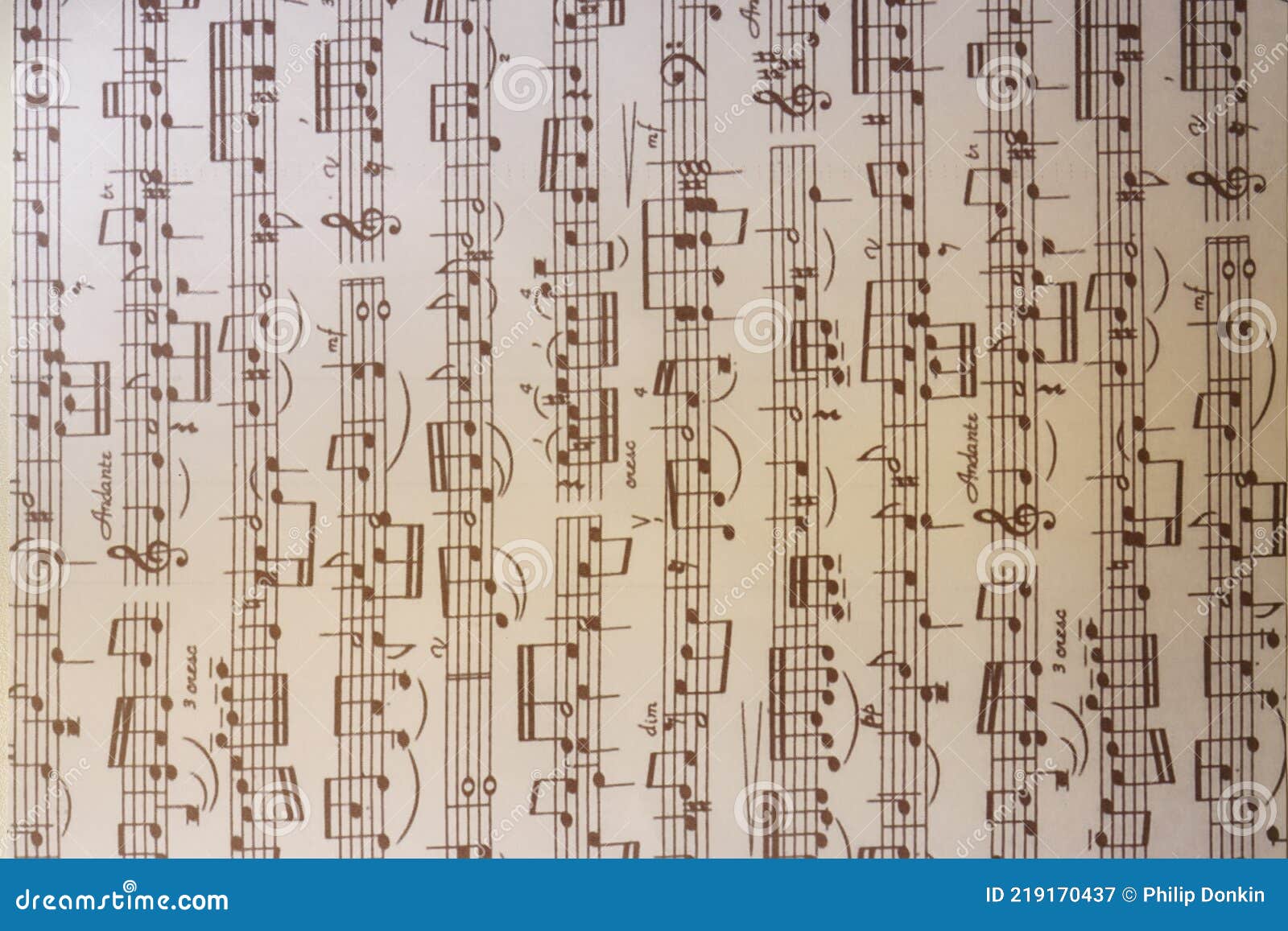 Randomly Placed Music Notes from Computer Showing Antique Sepia Effects ...