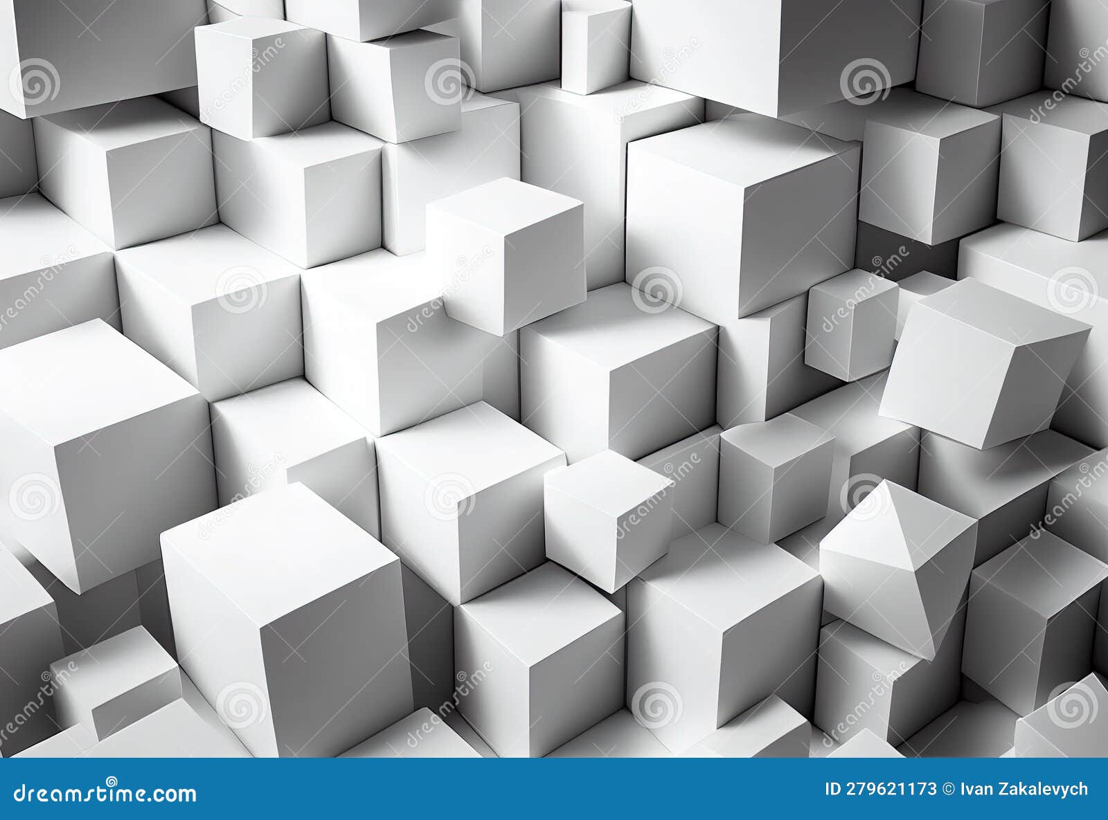 Randomly Positioned and Scaled White Cube Boxes Bloc Illustration. AI ...