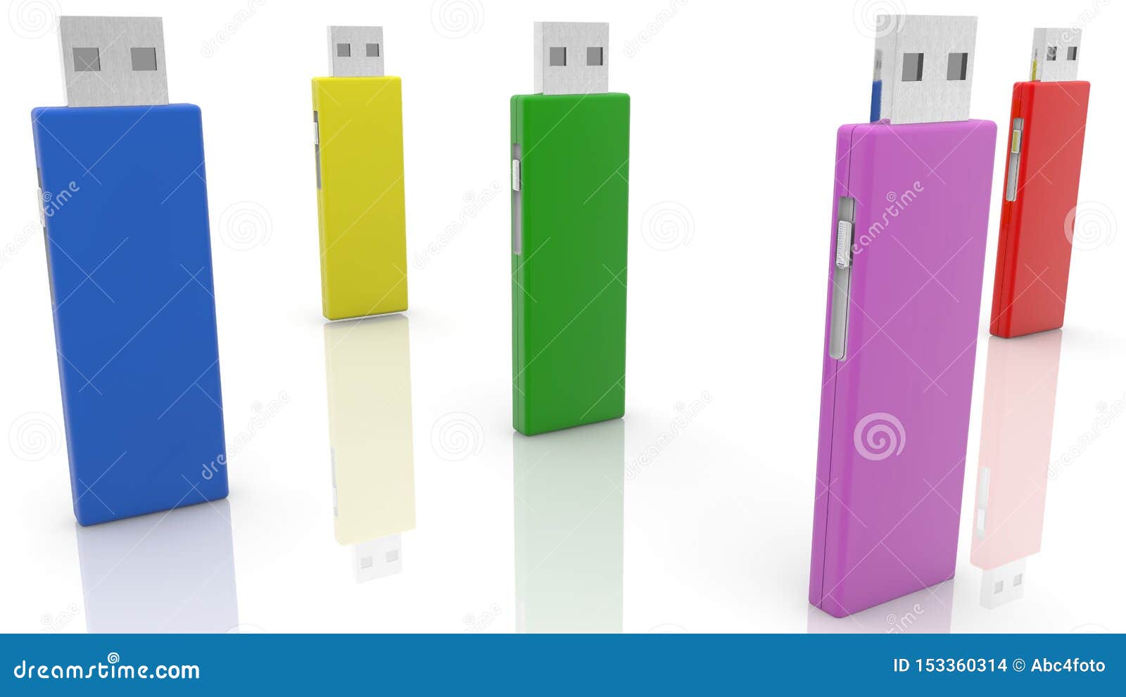 Randomly Stacked Usb Flash Drives on White Stock Illustration ...