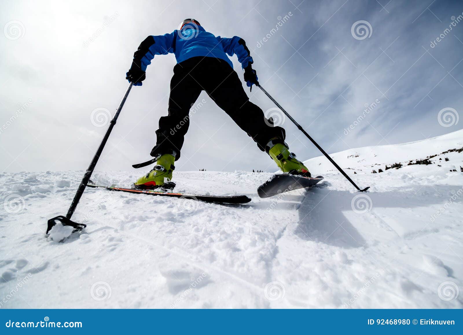 Randonee skiing close up stock photo. Image of skier - 92468980