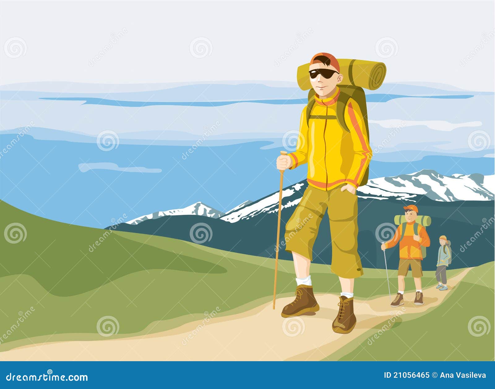 Randonneurs Sur Le Chemin De Montagne Illustration de Vecteur ...