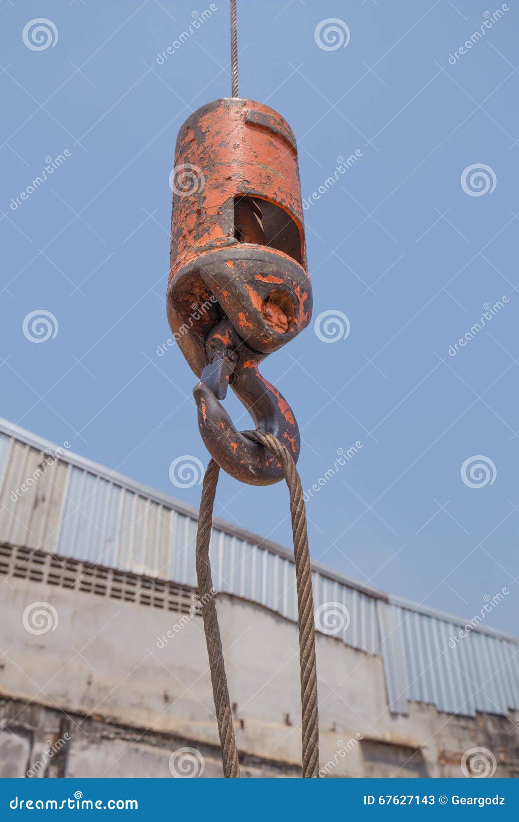 Ranes Hooks Hanging on Steel Ropes Stock Image - Image of hoists ...