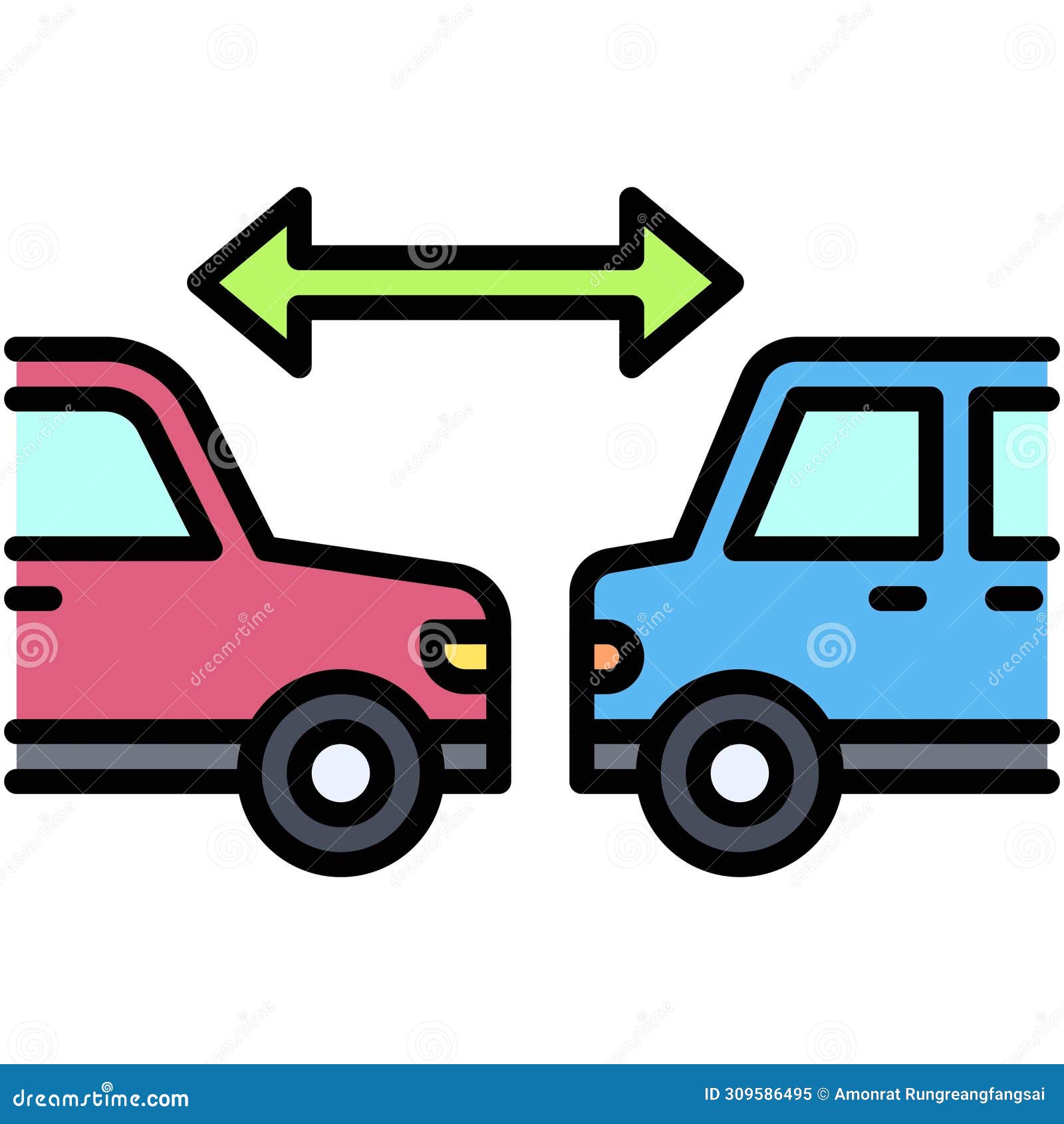 Range between Car Icon, Car Accident and Safety Related Vector ...