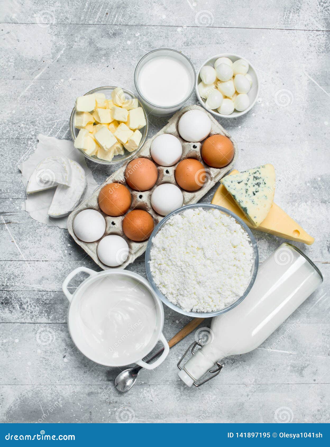 The Range of Different Types of Dairy Products Stock Image - Image of ...