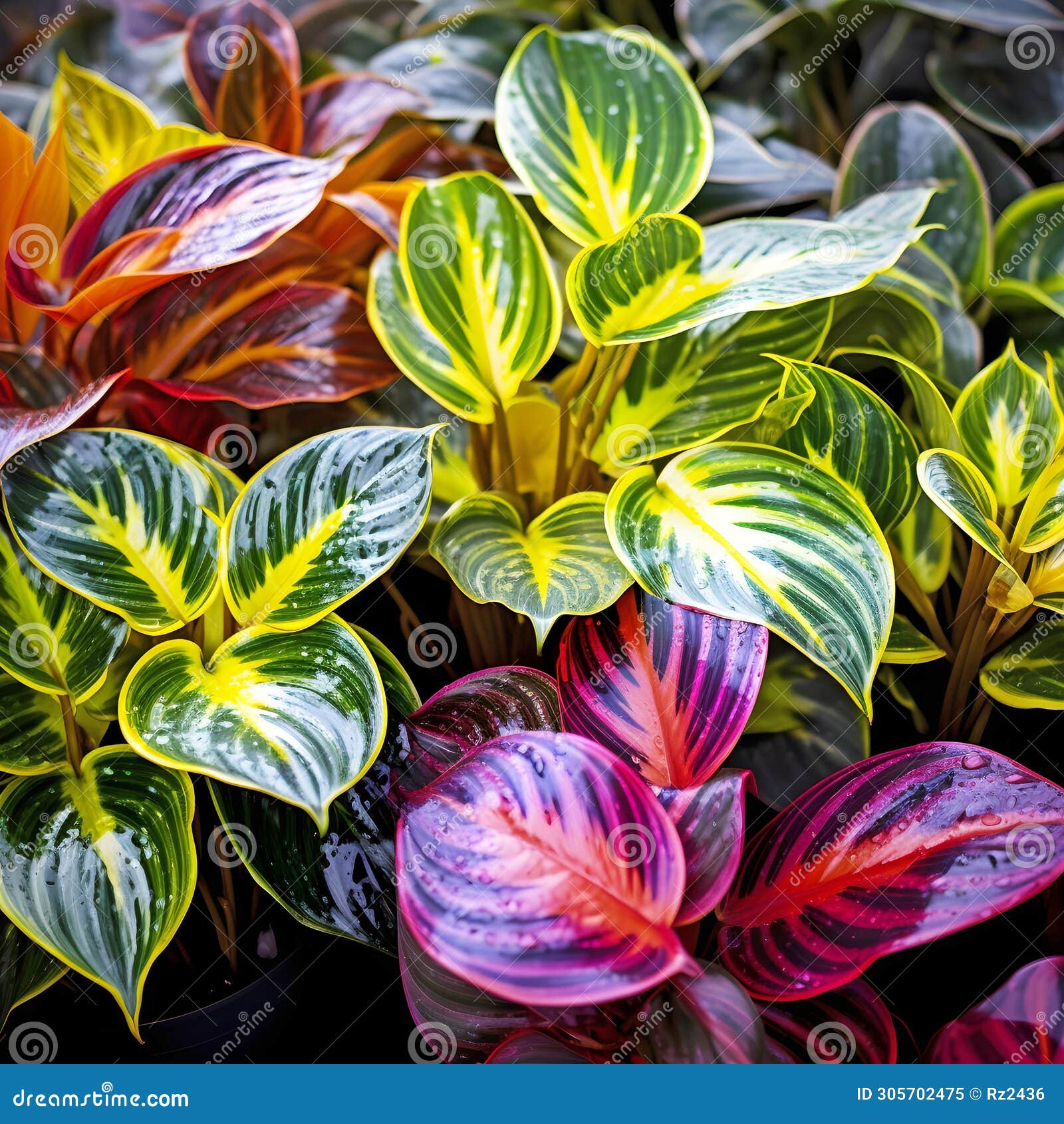 A View of Various Different Colored Plant Leaves Stock Illustration ...