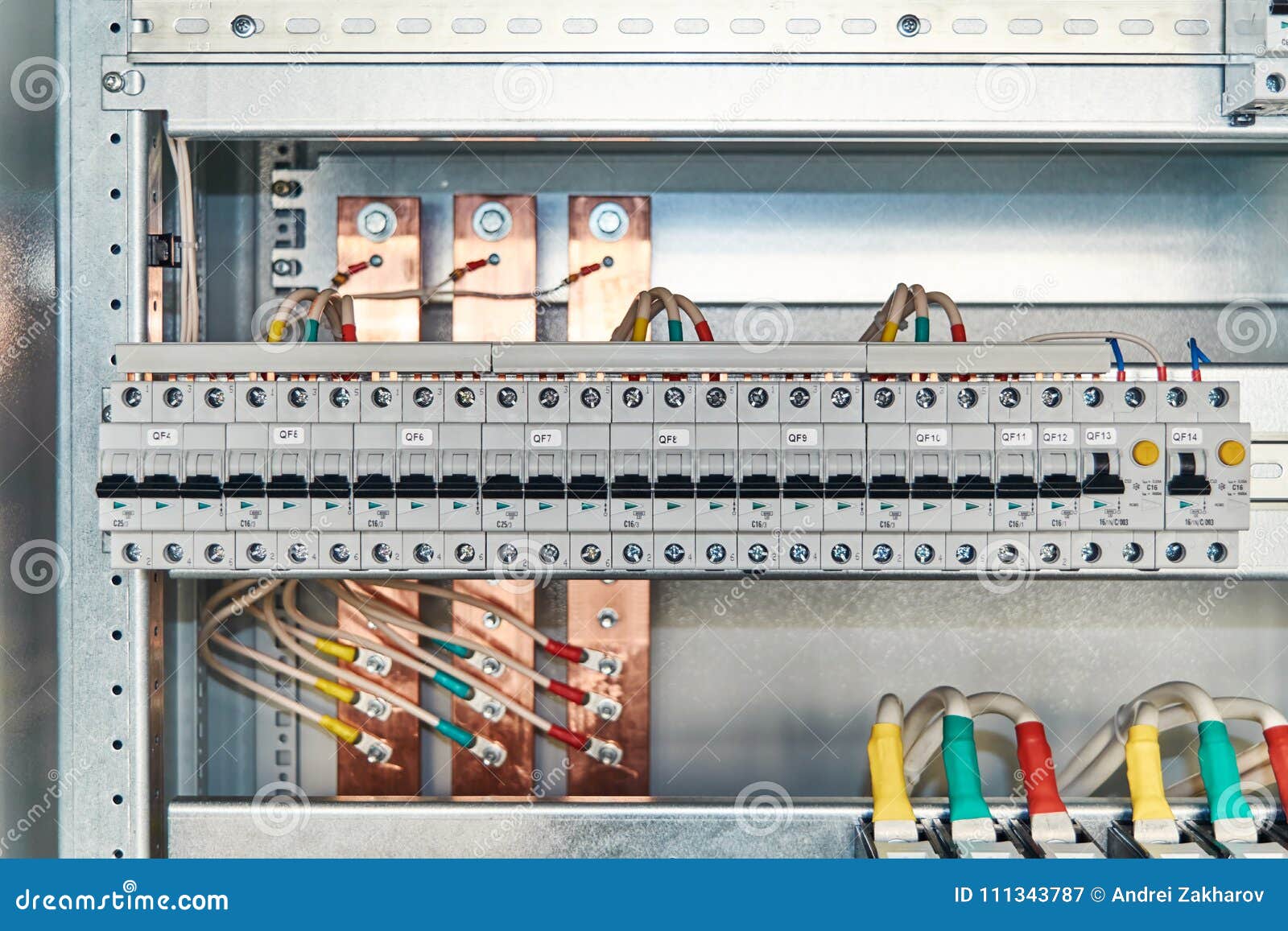 The Busbar For Modular Electrical Switches Lies On A Metal Sheet Stock ...