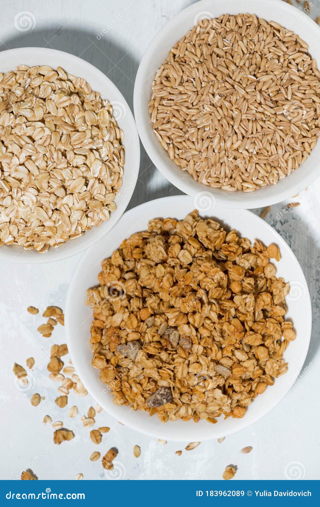 Range of Products Made from Oats on White Background, Vertical 库存图片 ...