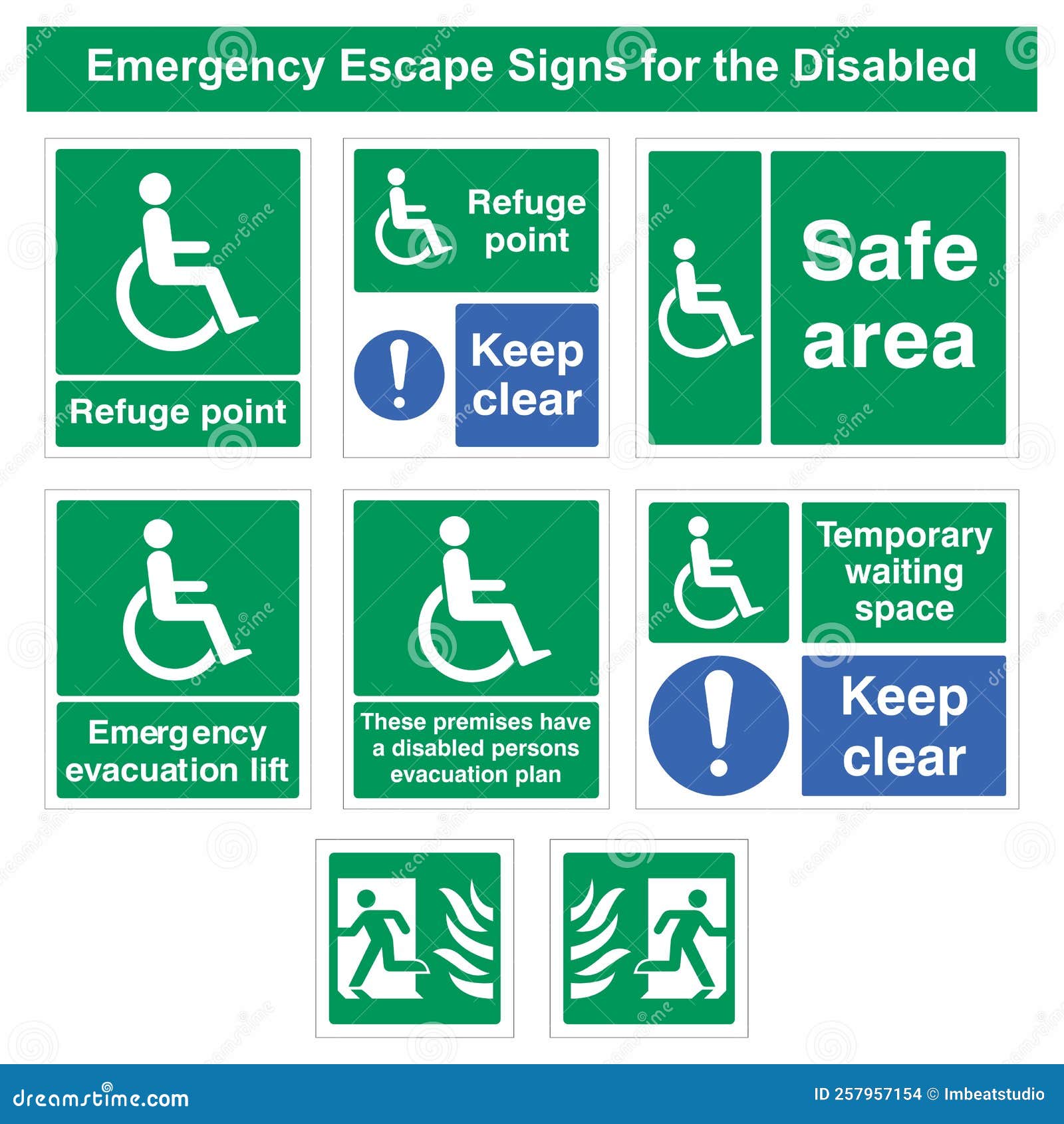 Emergency Escape Signs for the Disabled Refuge Point Stock Illustration ...