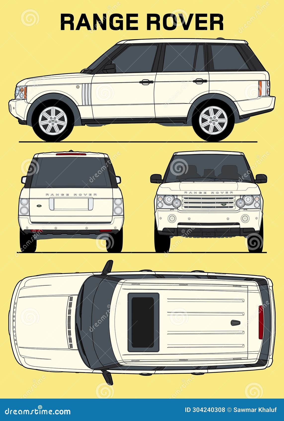 Range rover car blueprint editorial stock photo. Illustration of ...