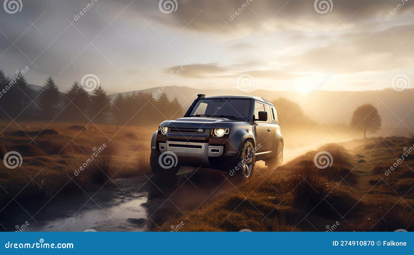 Range Rover Defender on the Move in the Countryside Stock Illustration ...