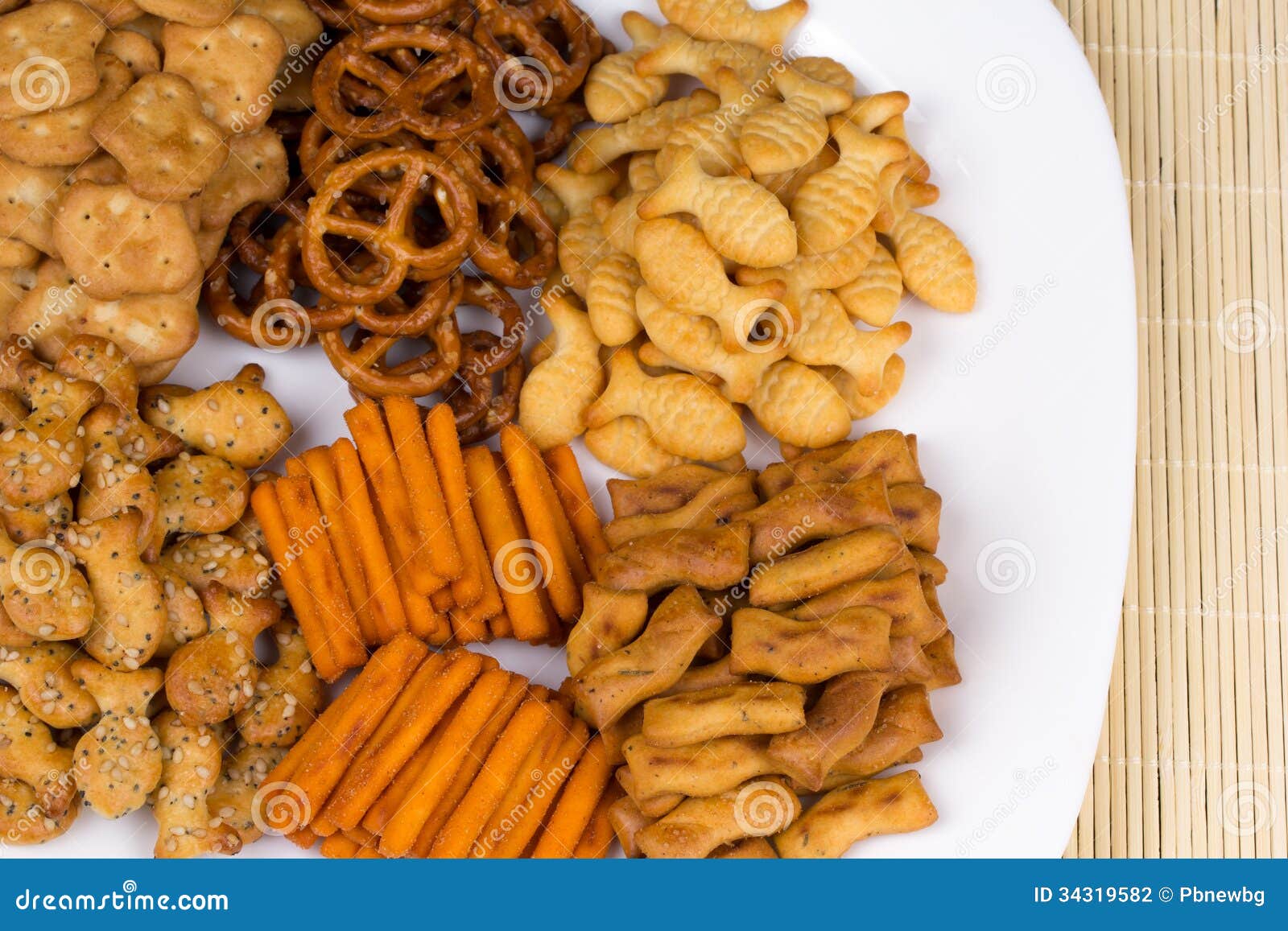 Range of salty snacks stock photo. Image of pretzels - 34319582