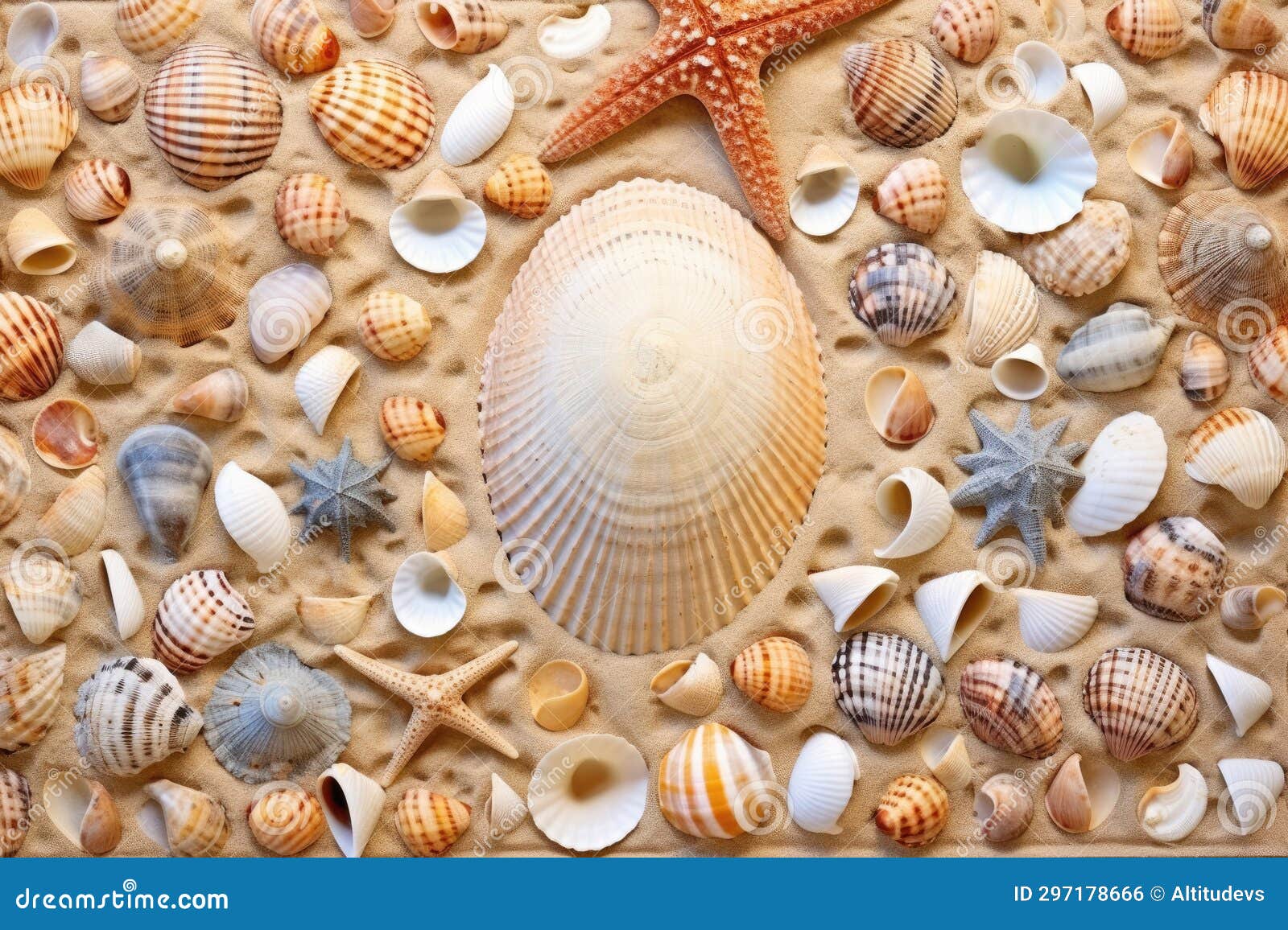 A Range of Seashells from Various Parts of the World Displayed on Sand ...