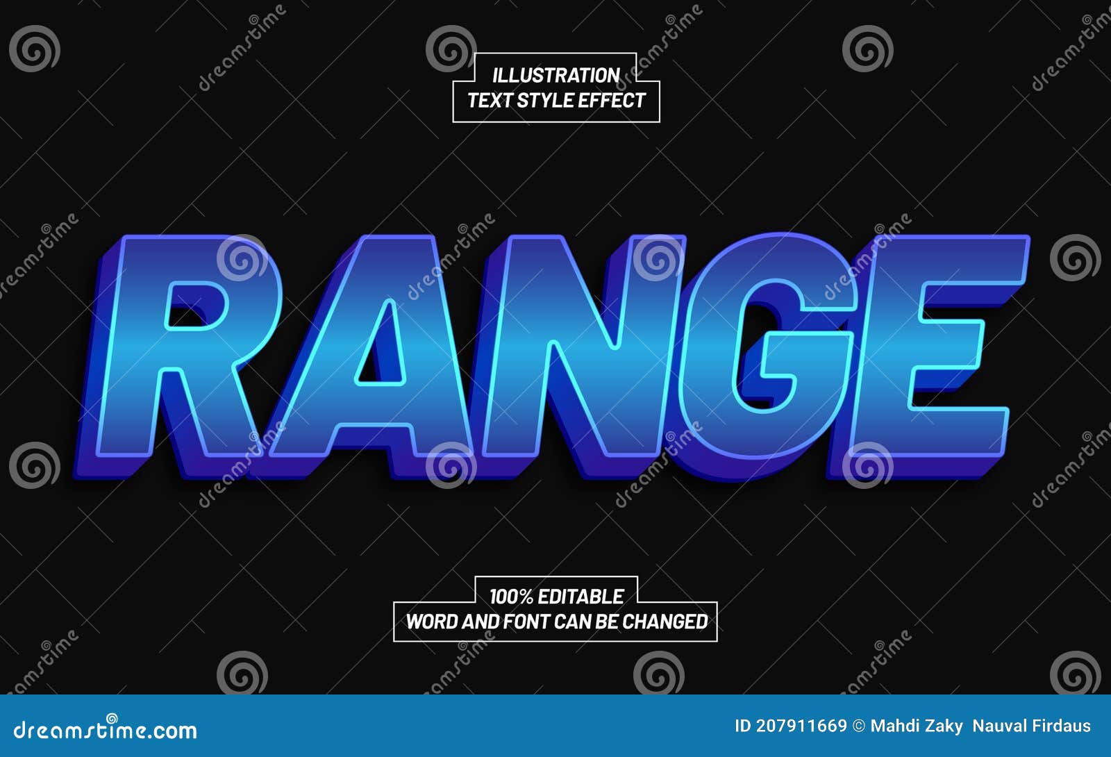 Range Gradient Text Style Effect Stock Vector - Illustration of ...