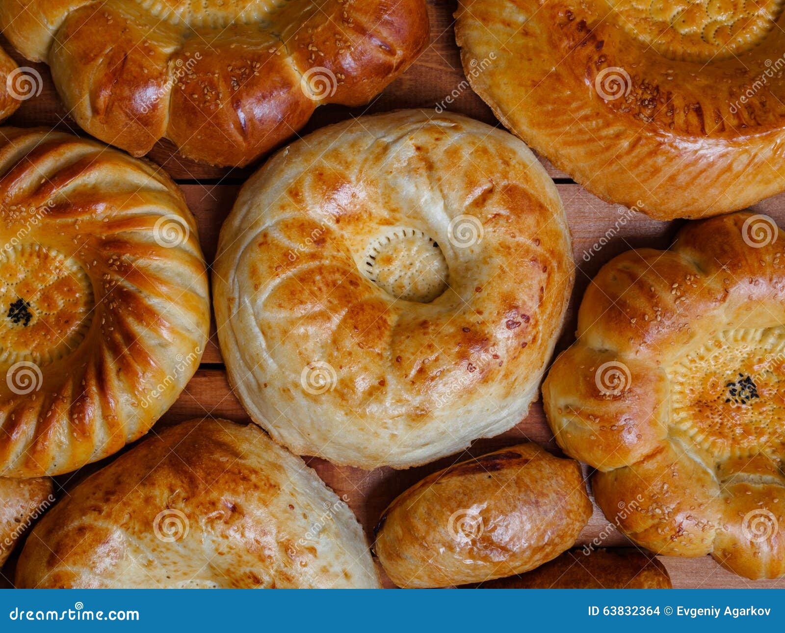Range of Traditional Uzbek Bread on Dark Background Stock Photo - Image ...