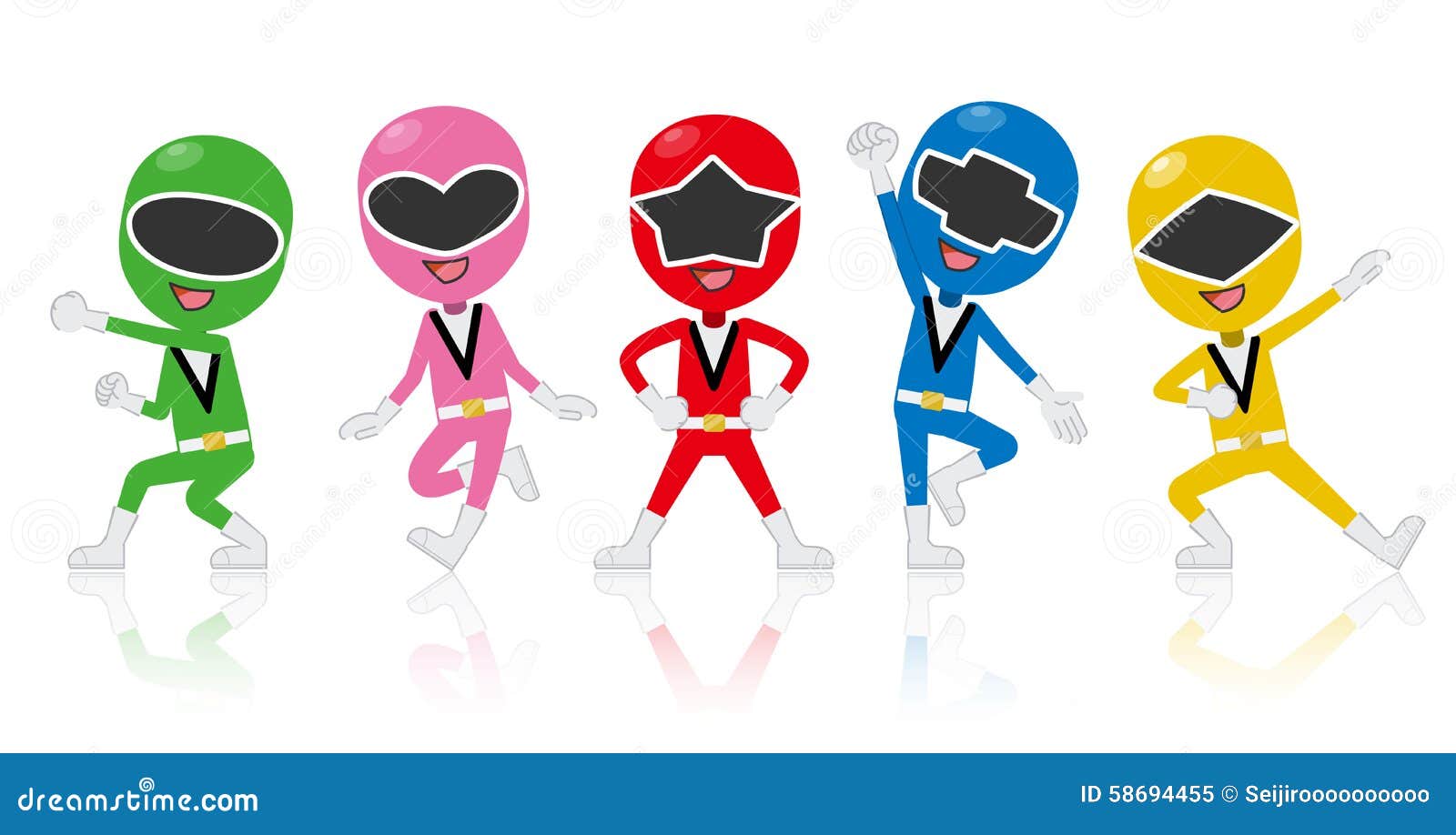 Ranger All Five Colors Cartoon Vector | CartoonDealer.com #58694455