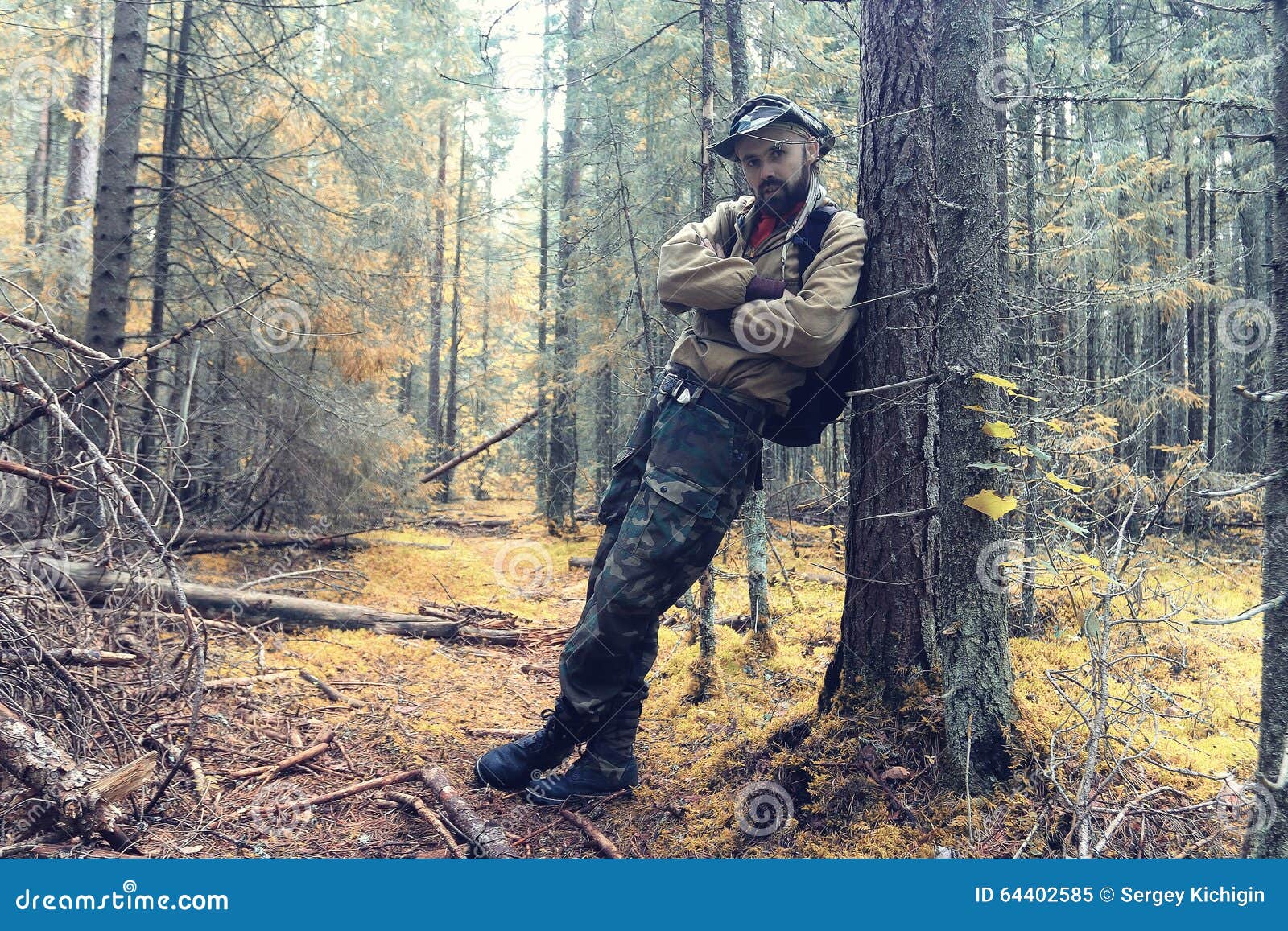 Ranger in autumn forest stock image. Image of fashion - 64402585