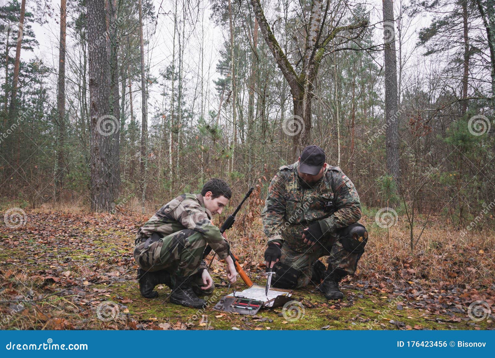 Ranger Commander Explains the Combat Mission and Points To a Paper Map ...