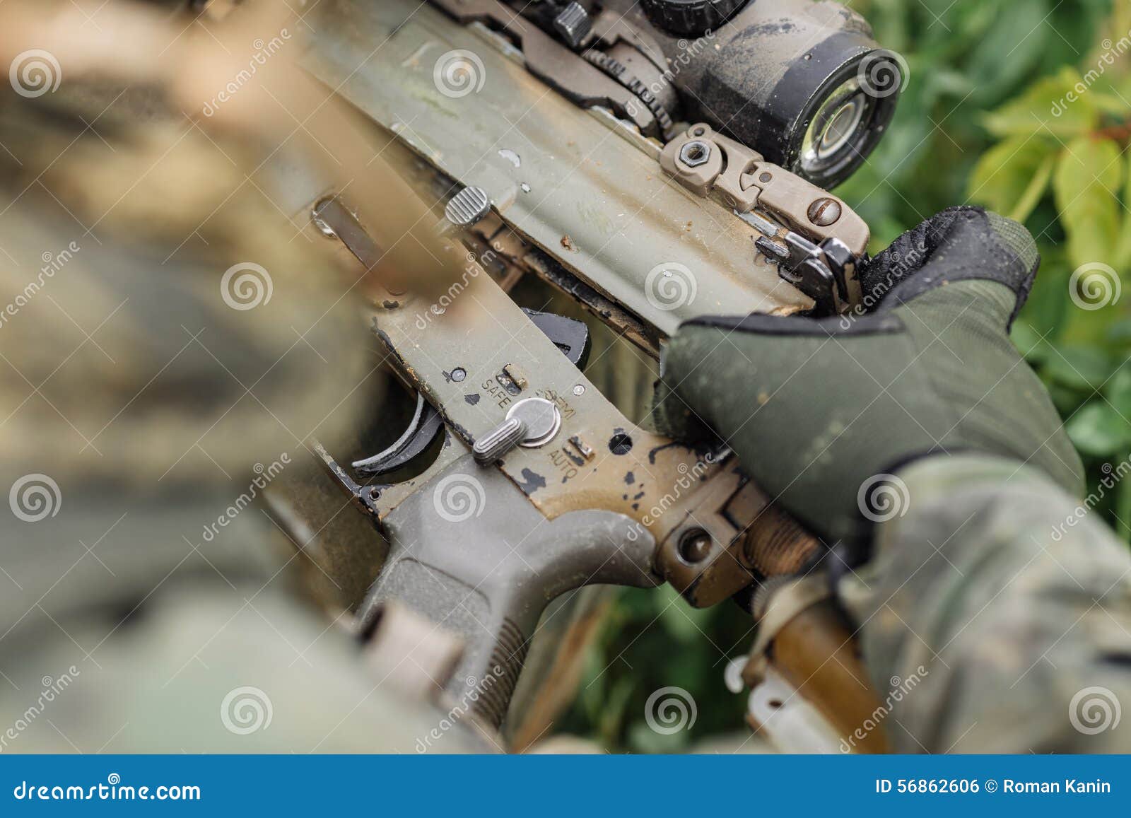 Ranger Repair Fix the Rifle with the Tool Stock Photo - Image of handle ...