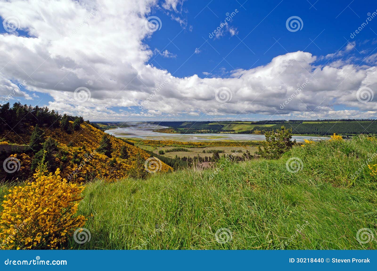 Spring Colors on a Glacial River Valley Stock Photo - Image of braided ...