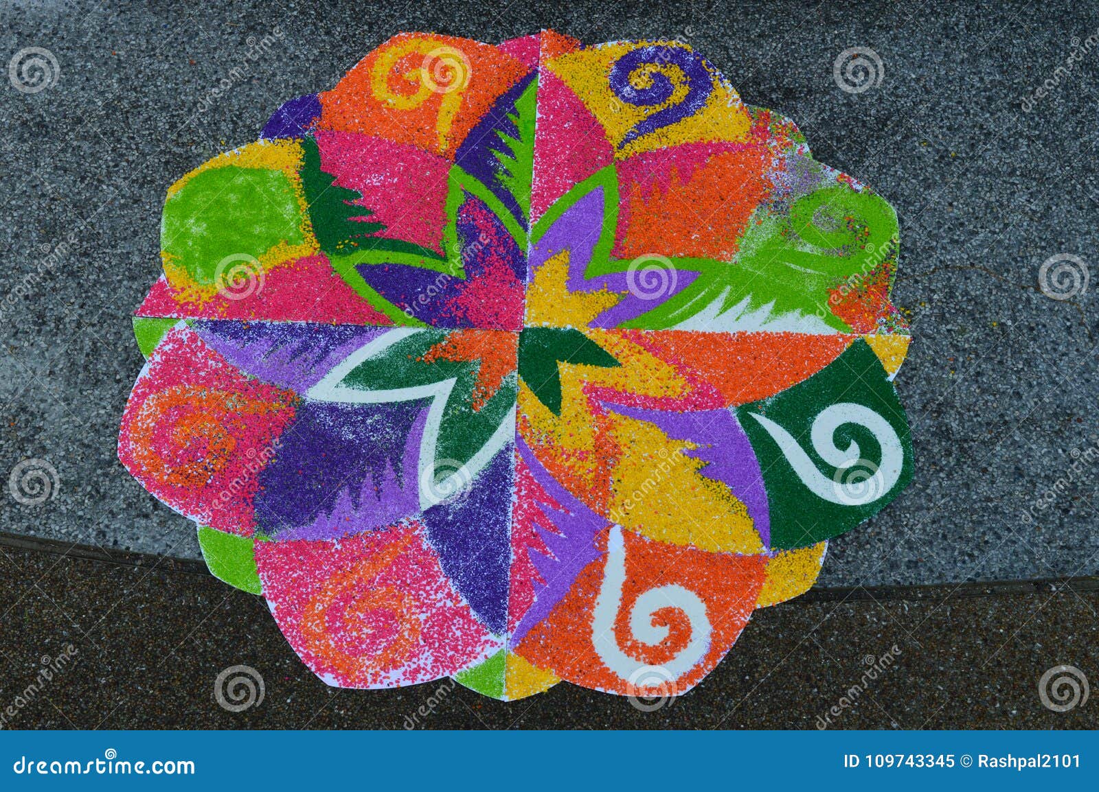 Rangoli art India stock image. Image of indian, flowers - 109743345
