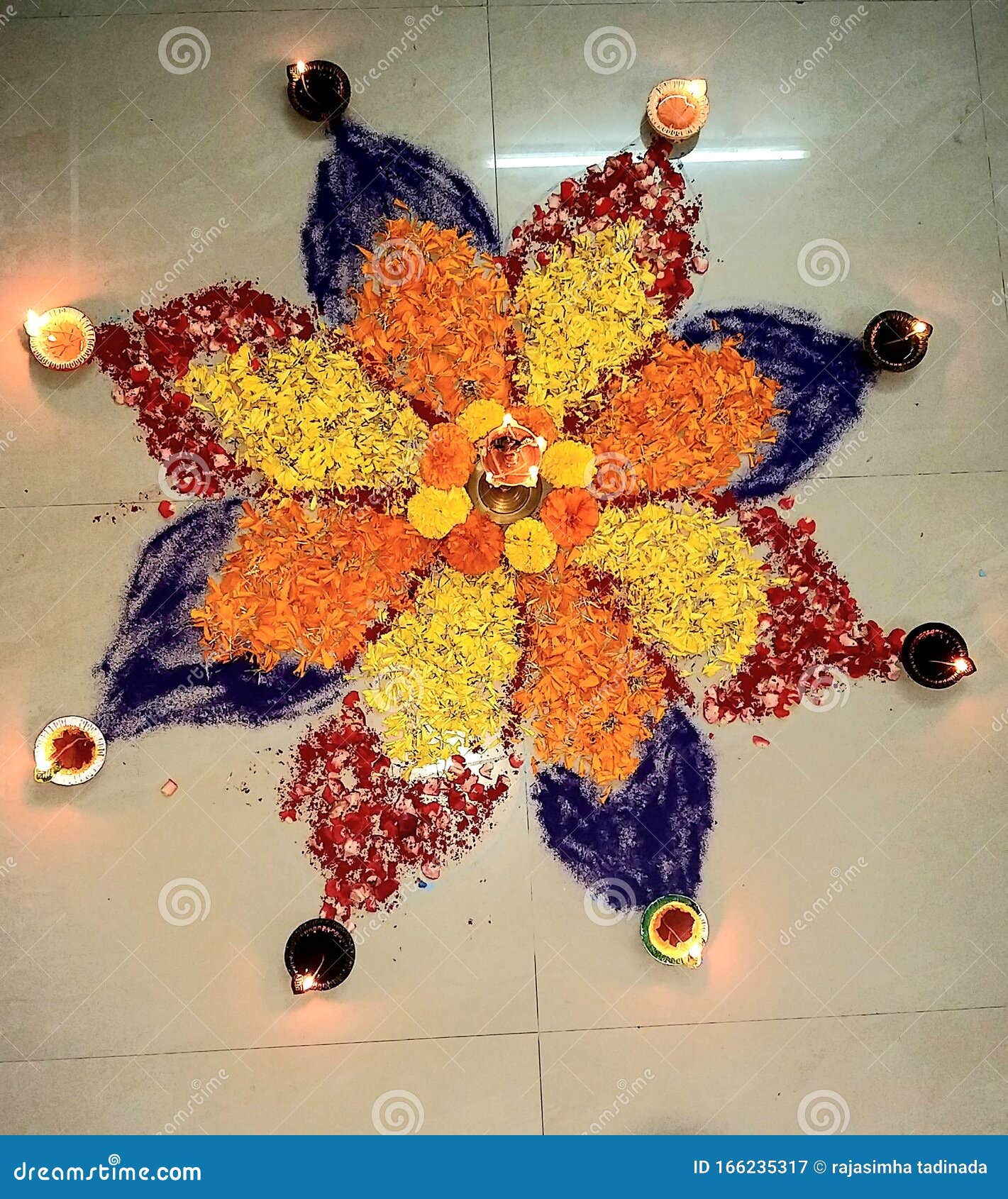 Rangoli Diwali Flowers Diya Muggu Stock Image - Image of flowers, diya ...
