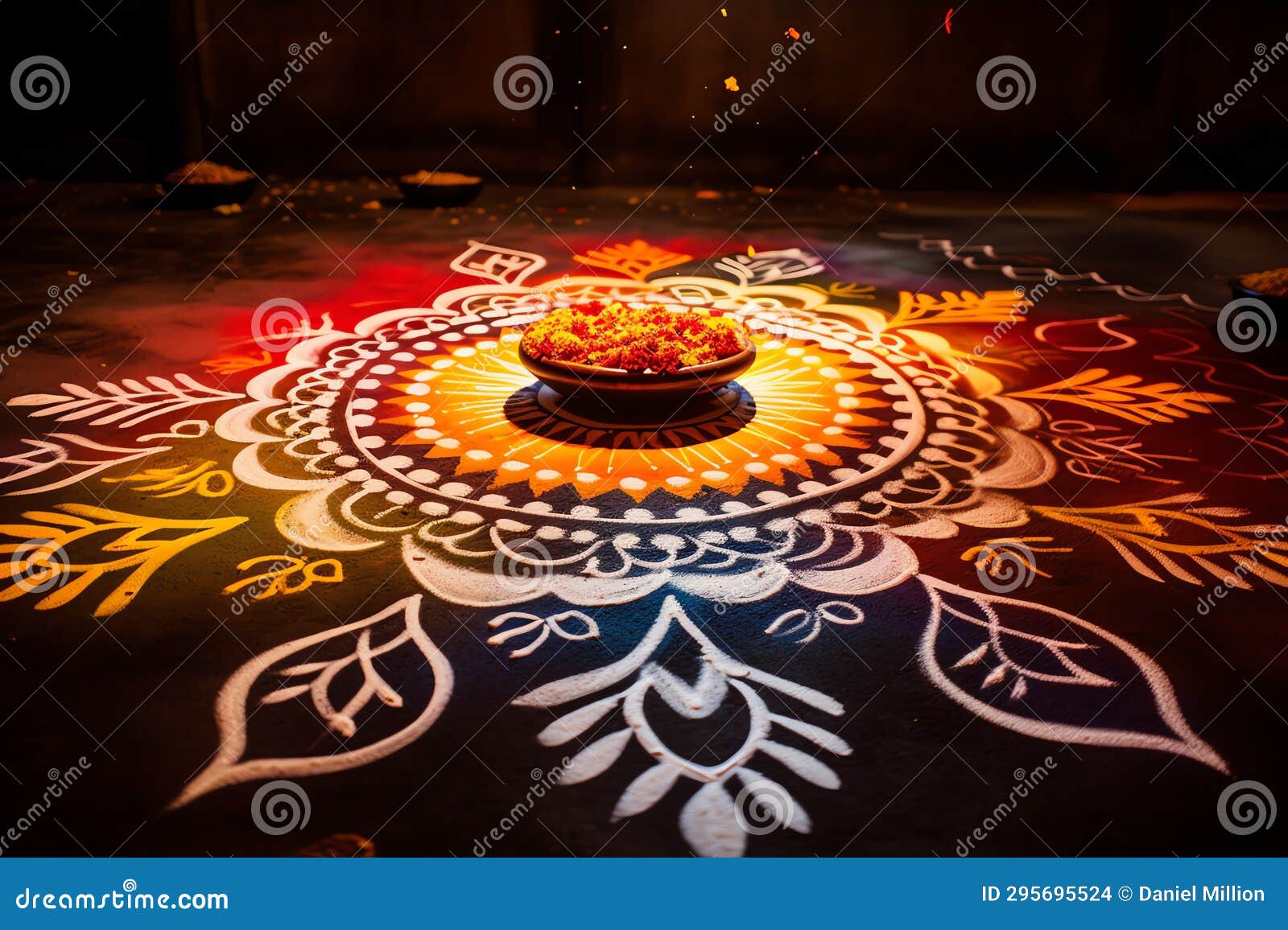 Rangoli India Symbol with Copy Space Stock Illustration - Illustration ...