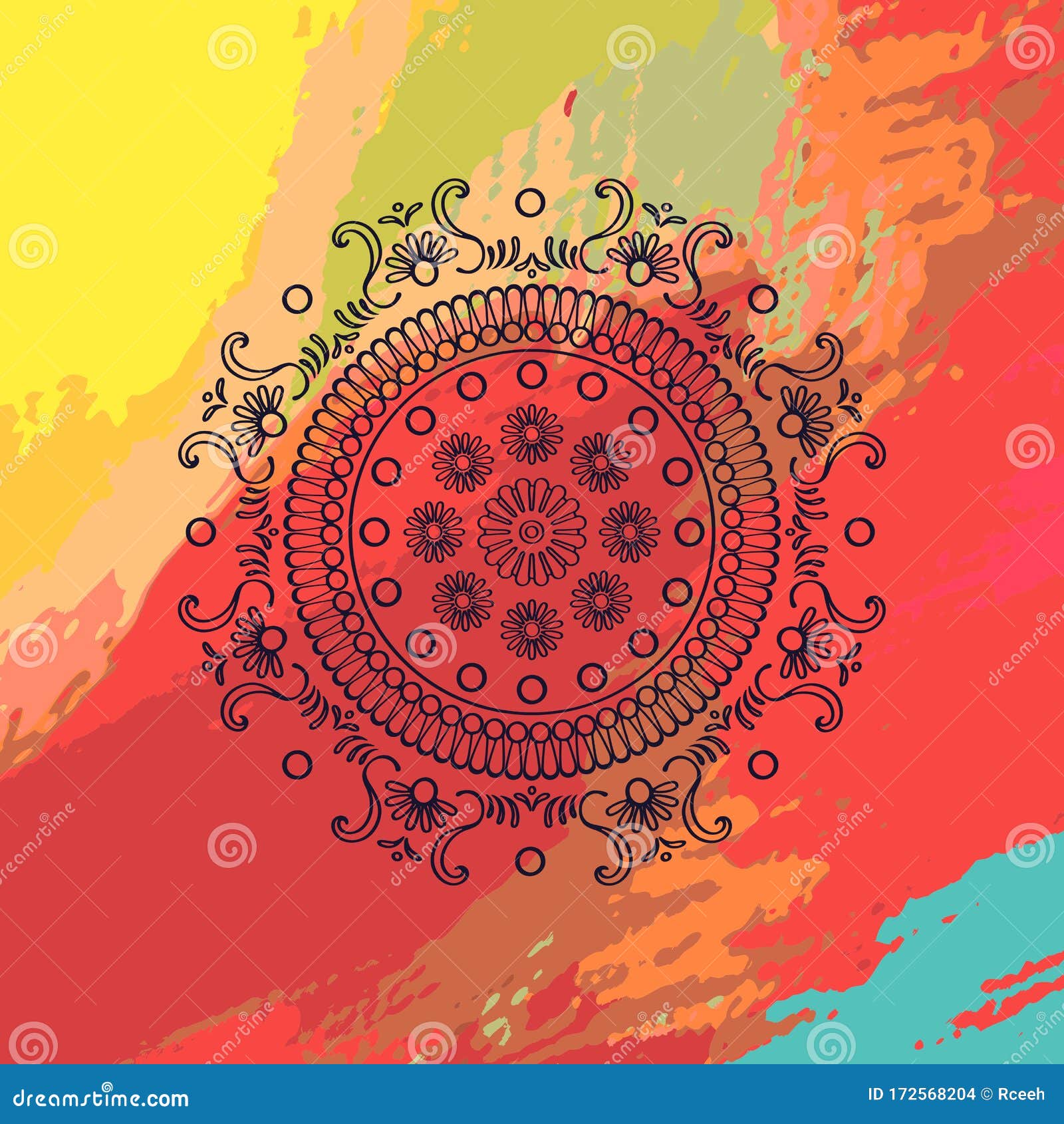 Rangoli mandala stock vector. Illustration of india - 172568204