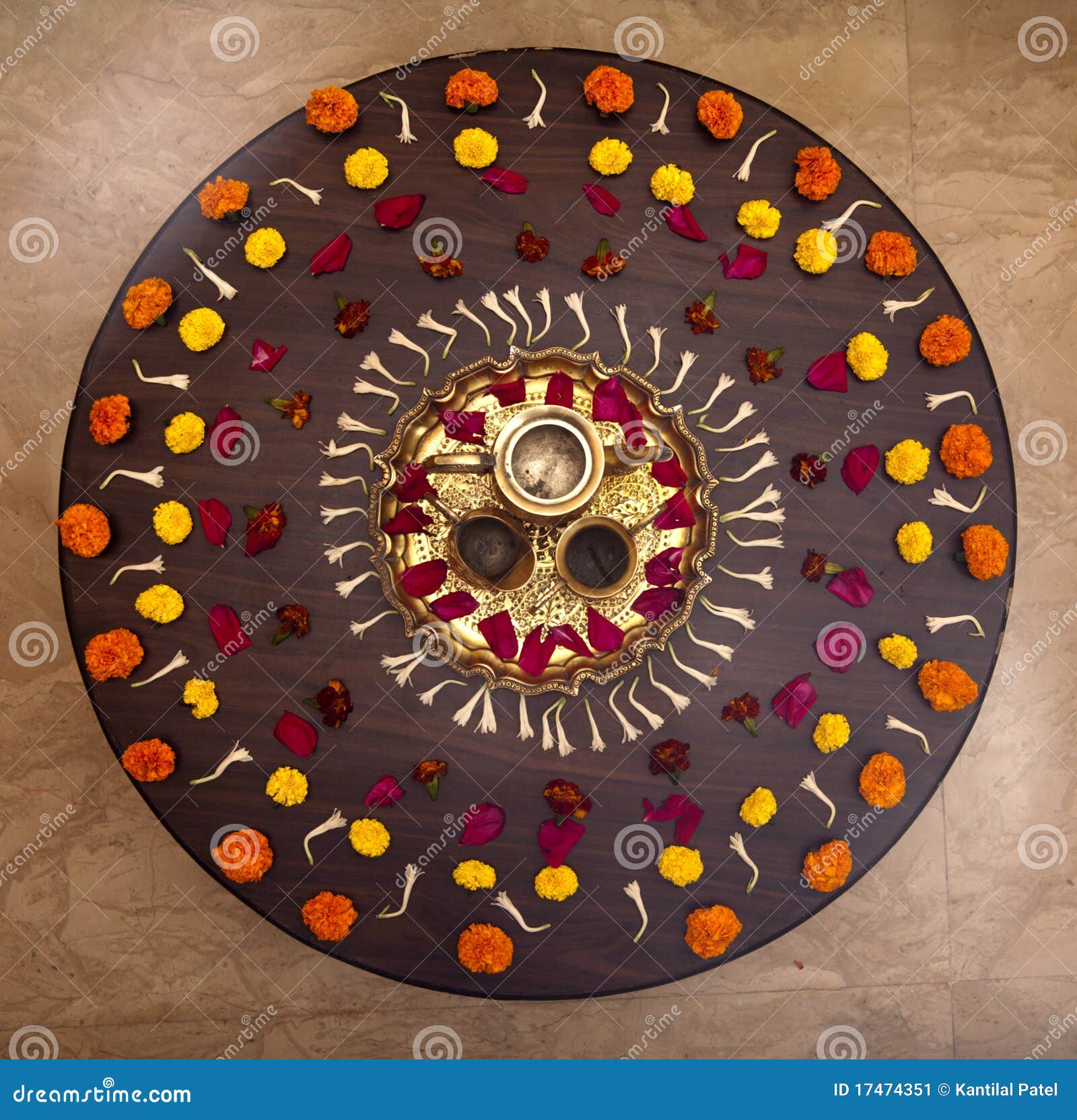 Rangoli Table, Patterns Flowers Petals Stock Image - Image of orange ...