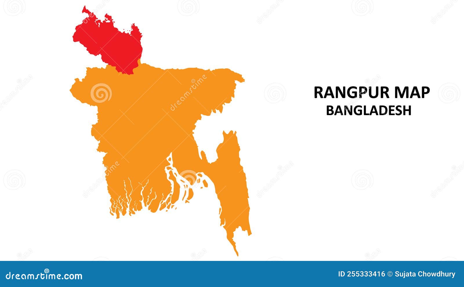 Rangpur State and Regions Map Highlighted on Bangladesh Map Stock ...