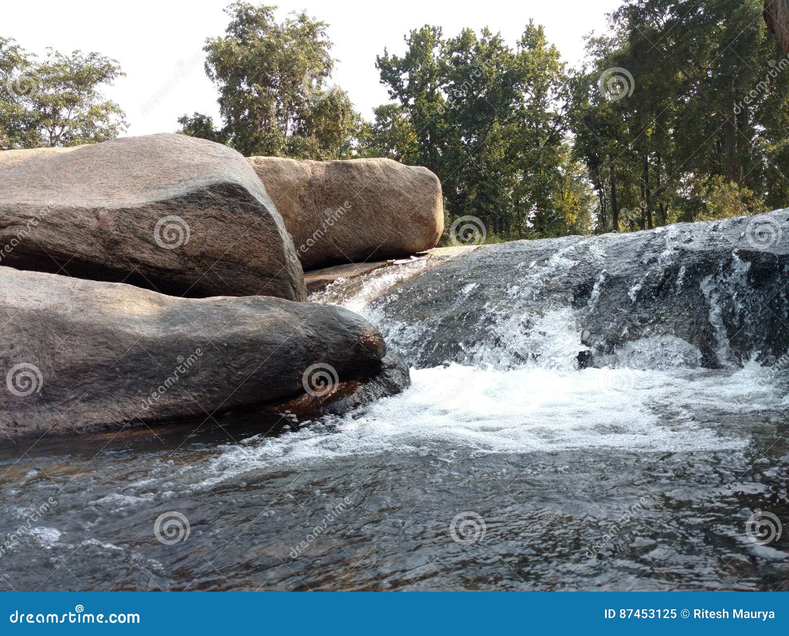 Raning water in river stock image. Image of water, waterfall - 87453125