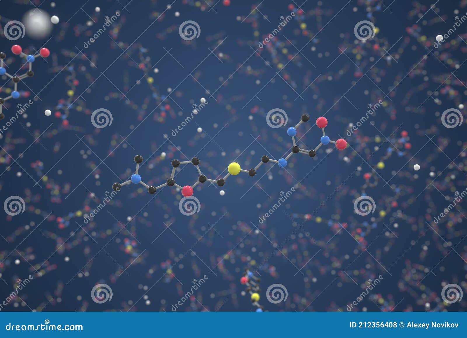 Ranitidine Molecule, Molecular Structure, Histamine H2-antagonists ...