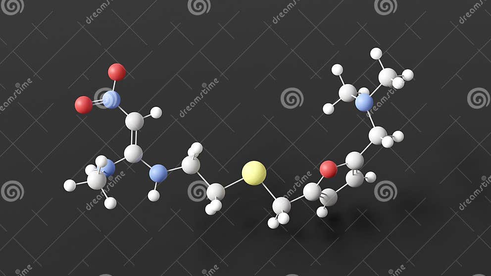 Ranitidine Molecule, Molecular Structure, Histamine H2-antagonists ...