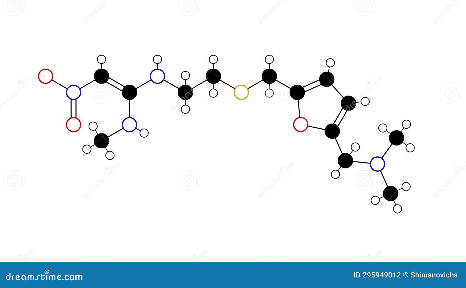 Ranitidine Molecule, Molecular Structures, Histamine H2-antagonists, 3d ...