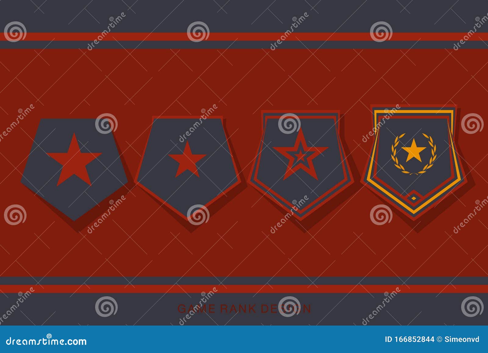 Rank Insignia Badge Set for Game User Interface. Level and Progress ...