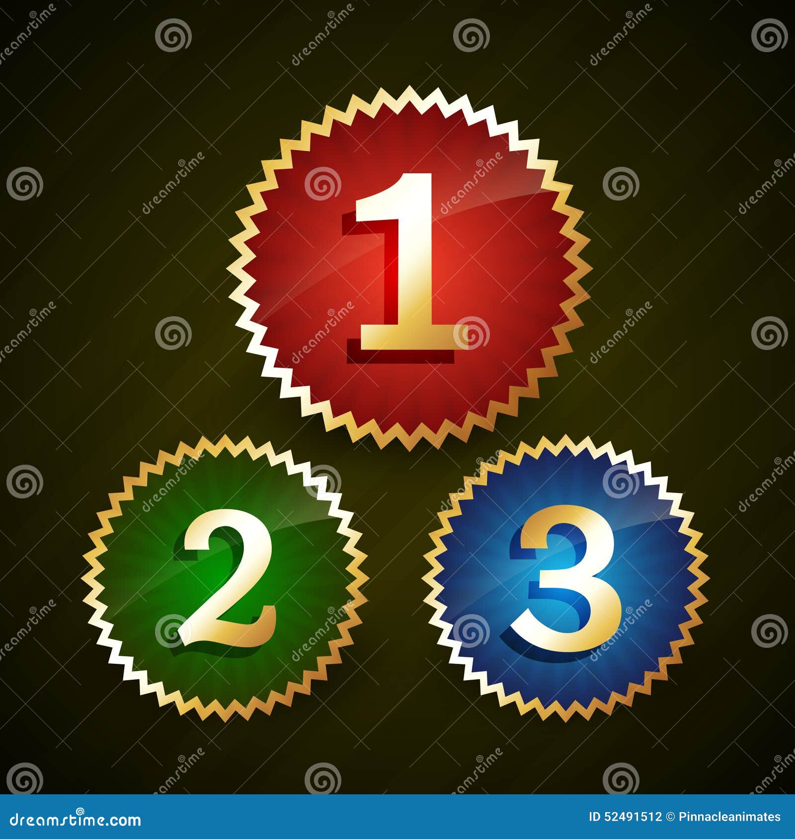 Rank number one two three stock vector. Illustration of gold - 52491512