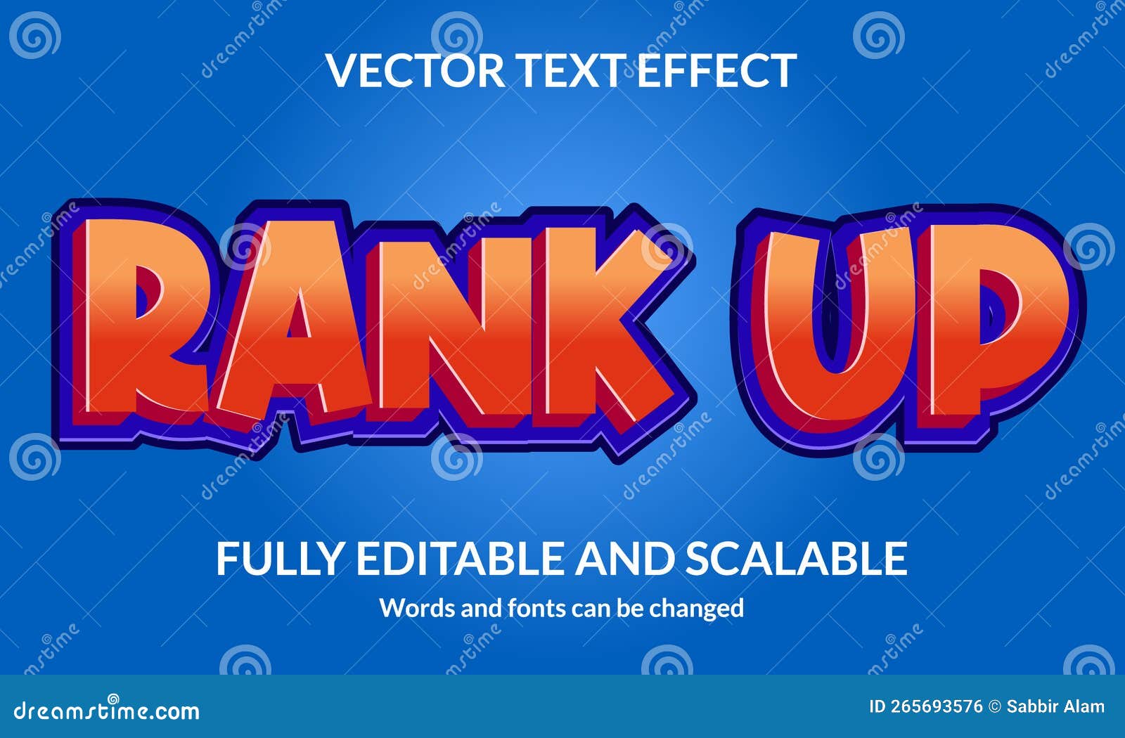 Rank Up Editable 3D Text Style Effect Stock Vector - Illustration of ...