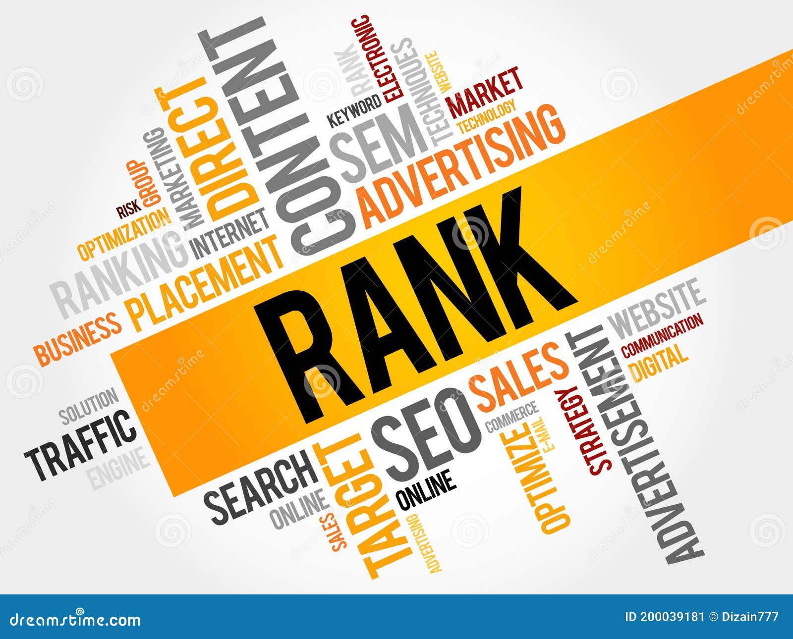 RANK word cloud stock illustration. Illustration of experience - 200039181