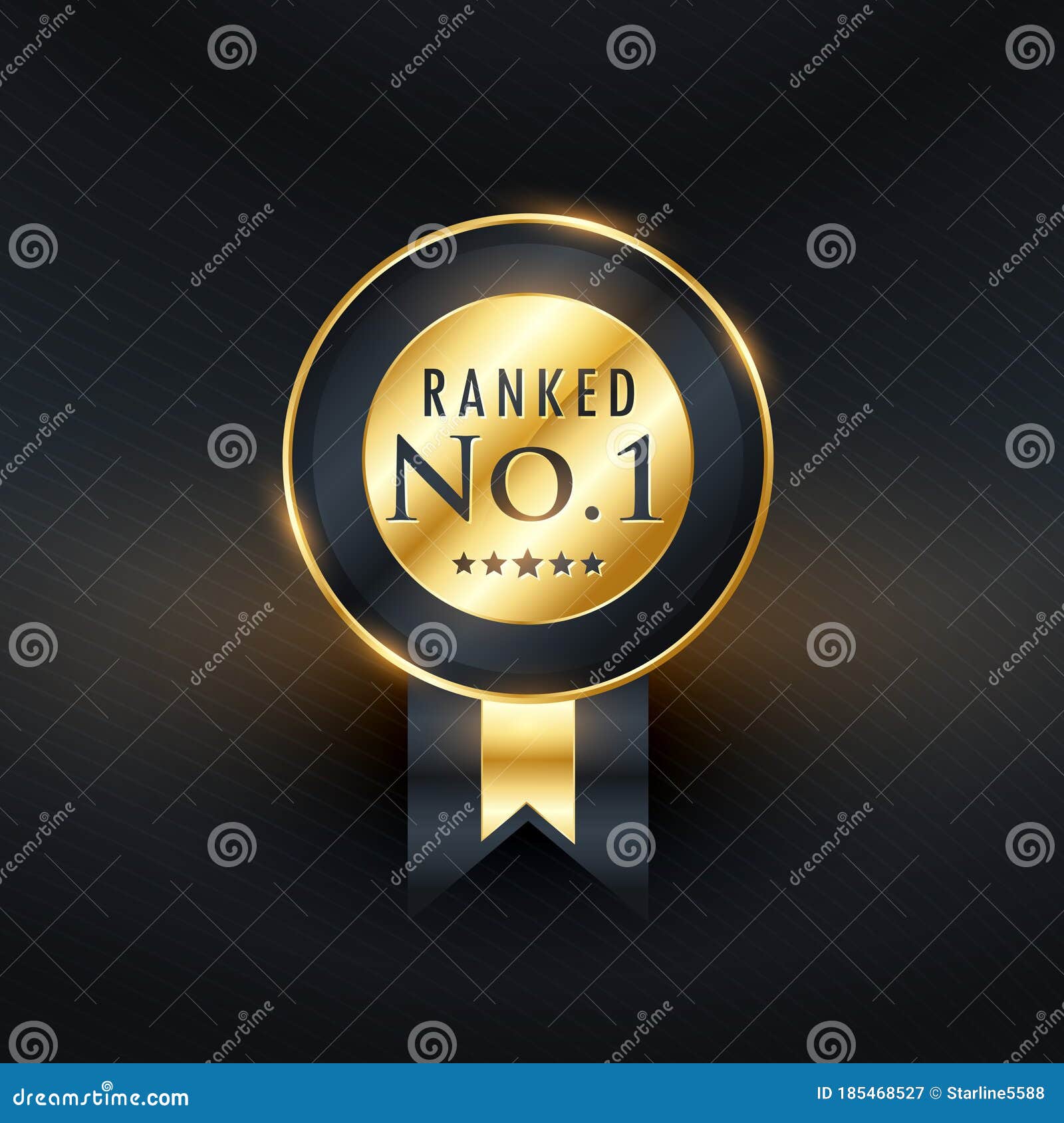 Ranked No.1 Golden Label with Ribbon Stock Vector - Illustration of ...