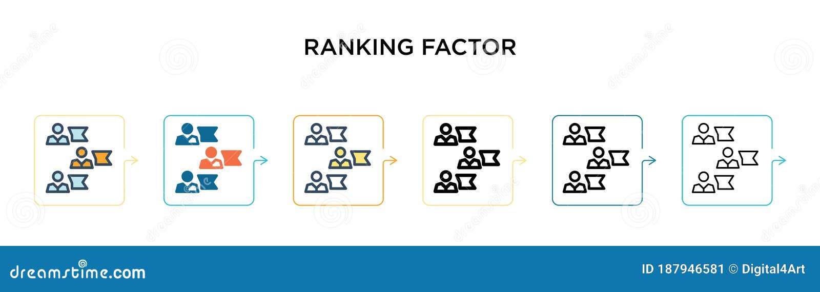 Ranking Factor Vector Icon in 6 Different Modern Styles. Black, Two ...